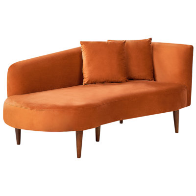 Right-Hand Chaise Lounge CHAUMONT Velvet Orange