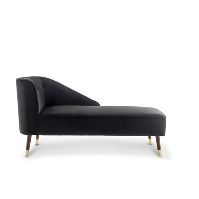 Right Hand Chaise Lounge in Velvet Black