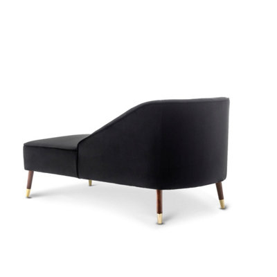 Right Hand Chaise Lounge in Velvet Black