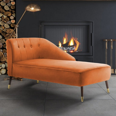 Right Hand Chaise Lounge in Velvet Orange
