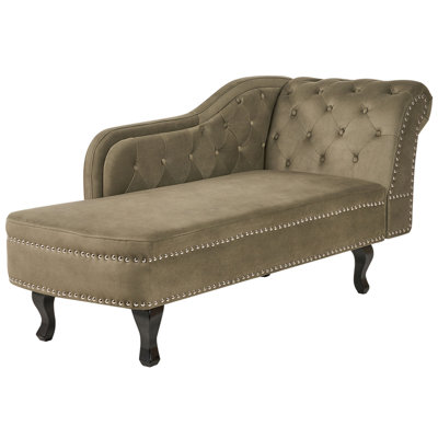 Right-Hand Chaise Lounge NIMES Velvet Olive Green
