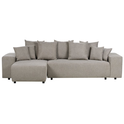 Right Hand Fabric Corner Sofa Bed with Storage Taupe LUSPA | DIY at B&Q