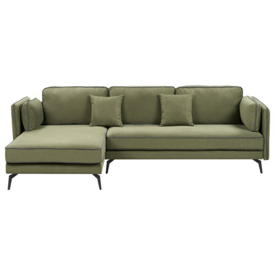 Right Hand Fabric Corner Sofa Green ALTAN