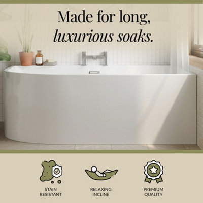 Right Hand J-Shaped Freestanding Bath from Balterley - 1700mm x 720mm