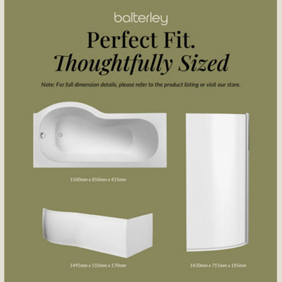 Right Hand Shower Bath Bundle - Includes Tub, Curved 6mm Safety Glass ...