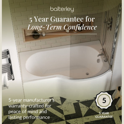 Right Hand Shower Bath Bundle - Includes Tub, Curved 6mm Safety Glass ...