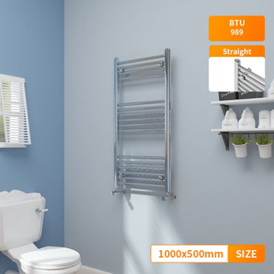 Right Radiators 1000x500 mm Straight Heated Towel Rail Radiator ...