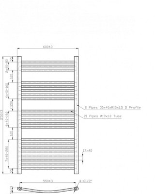 Right Radiators 1150x600 mm Bathroom Curved Heated Towel Rail Radiator ...