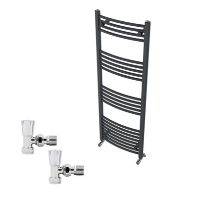 Right Radiators 1400x500mm Anthracite Curved Heated Towel Rail Radiator ...