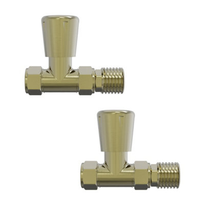 Right Radiators 15mm Brushed Brass Straight Lockshield Valve Towel Rail ...