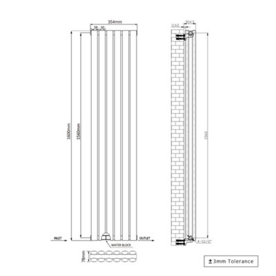 Right Radiators 1600x354mm Vertical Double Oval Column Designer ...