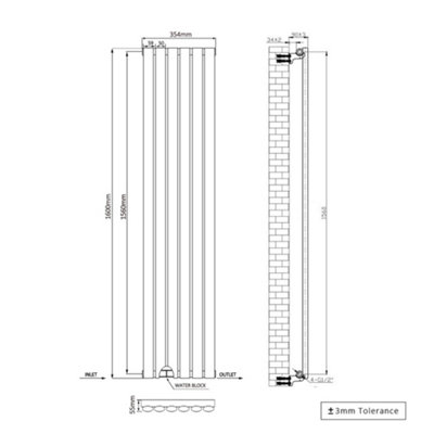Right Radiators 1600x354mm Vertical Single Oval Column Designer ...