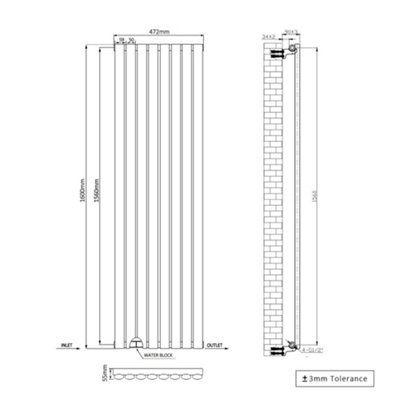 Right Radiators 1600x472mm Vertical Single Oval Column Designer ...