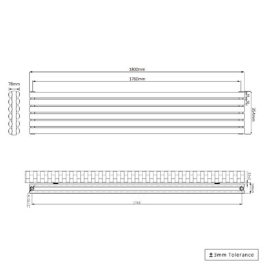 Right Radiators 1800x354 mm Horizontal Vertical Oval Column Radiator ...
