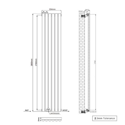 Right Radiators 1800x354mm Vertical Single Oval Column Designer ...