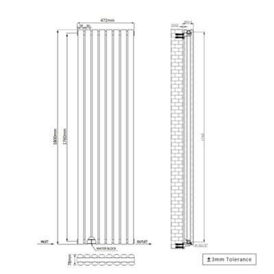 Right Radiators 1800x472mm Vertical Double Oval Column Designer ...