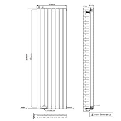 Right Radiators 1800x544 mm Vertical Double Flat Panel Designer ...