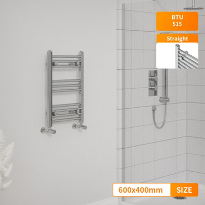 Right Radiators 600x400 mm Straight Heated Towel Rail Radiator Bathroom ...