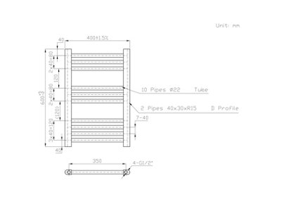 Right Radiators 600x400 mm Straight Heated Towel Rail Radiator Bathroom ...