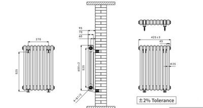 Right Radiators 600x425 mm Horizontal Traditional 2 Column Cast Iron ...