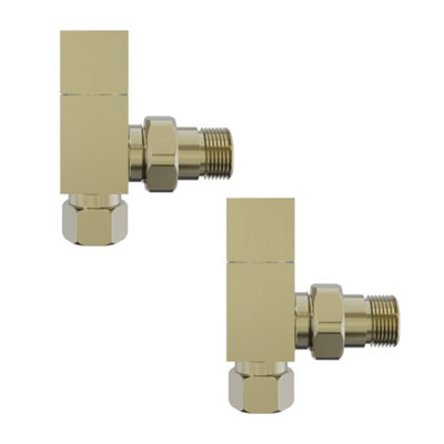 Right Radiators Angled Square Head Brushed Brass Heated Towel Rail ...