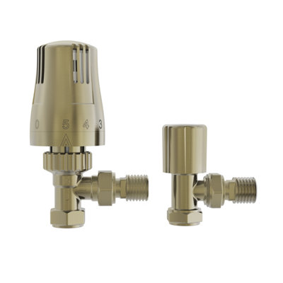 Right Radiators Angled Thermostatic TRV & Lockshield Radiator Valves 1/ ...