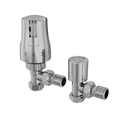 Right Radiators Angled Thermostatic TRV & Lockshield Radiator Valves 1/ ...