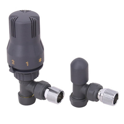 Right Radiators Anthracite Angled TRV Thermostatic Radiator Valve and ...