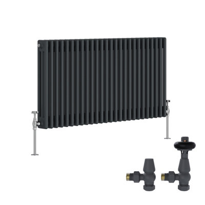 Right Radiators Anthracite Traditional 3 Column Radiator Horizontal ...