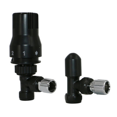 Right Radiators Black Angled TRV Thermostatic Radiator Valve and ...