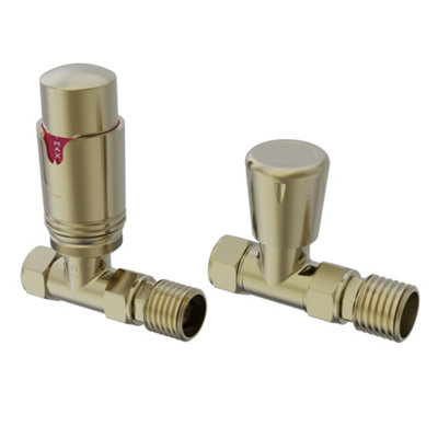 Right Radiators Brushed Brass Straight TRV Thermostatic Radiator valve ...