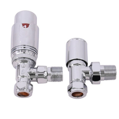Right Radiators Chrome Angled TRV Thermostatic Radiator Valve and ...
