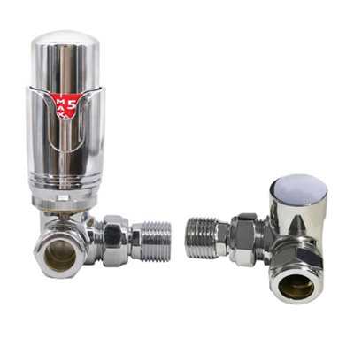 Right Radiators Chrome Corner Thermostatic Valve Radiator Valves with ...