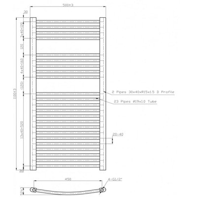 Right Radiators Electric Heated Towel Rail Radiator Curved Pre-filled ...