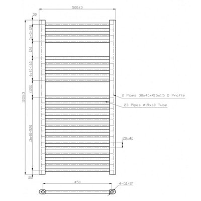 Right Radiators Electric Heated Towel Rail Radiator Straight Pre-filled ...