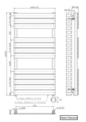 Right Radiators Prefilled Thermostatic Electric Heated Towel Rail Flat Panel Bathroom Ladder ...