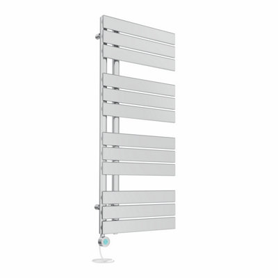 Right Radiators Prefilled Thermostatic Electric Heated Towel Rail Flat ...