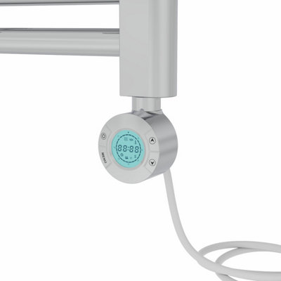 Right Radiators Prefilled Thermostatic Electric Heated Towel Rail Straight Bathroom Ladder ...