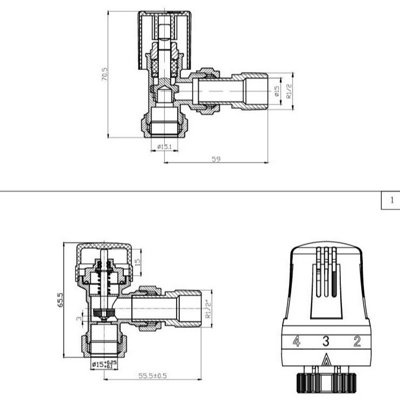 Right Radiators Satin Nickel Thermostatic Angled TRV & Lockshield ...
