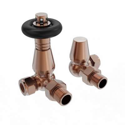 Right Radiators Traditional Antique Design Brushed Copper TRV Corner ...