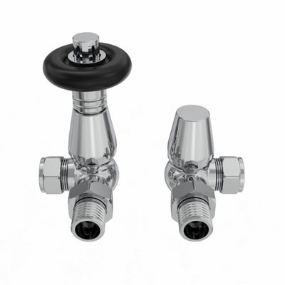 Right Radiators Traditional Antique Design Chrome TRV Corner Valves 1/2 ...