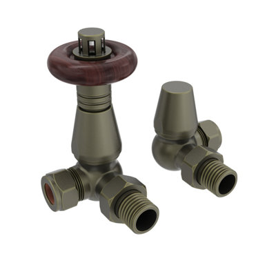 Right Radiators Traditional Thermostatic Antique Brass TRV & Lockshield ...