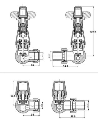 Right Radiators Traditional Thermostatic Antique Brass TRV & Lockshield ...