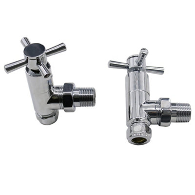 Right Radiators Traditional Towel Rail Radiator Valves Angled Chrome ...