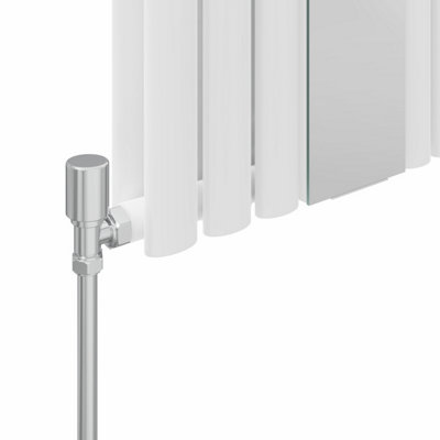 Right Radiators Vertical Double Oval Column Radiator with Mirror White ...