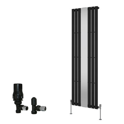 Right Radiators Vertical Single Flat Panel Radiator with Mirror Black ...