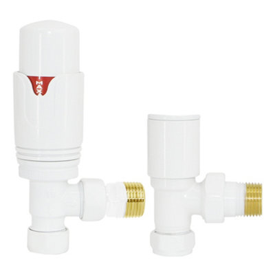 Right Radiators White Angled TRV Thermostatic Radiator Valve and Manual ...