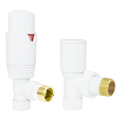 Right Radiators White Angled TRV Thermostatic Radiator Valve and Manual ...
