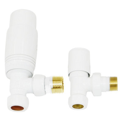 Right Radiators White Angled TRV Thermostatic Radiator Valve and Manual ...