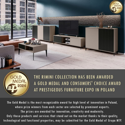 Rimini Premium TV Unit with Storage Modern Textured Drawers